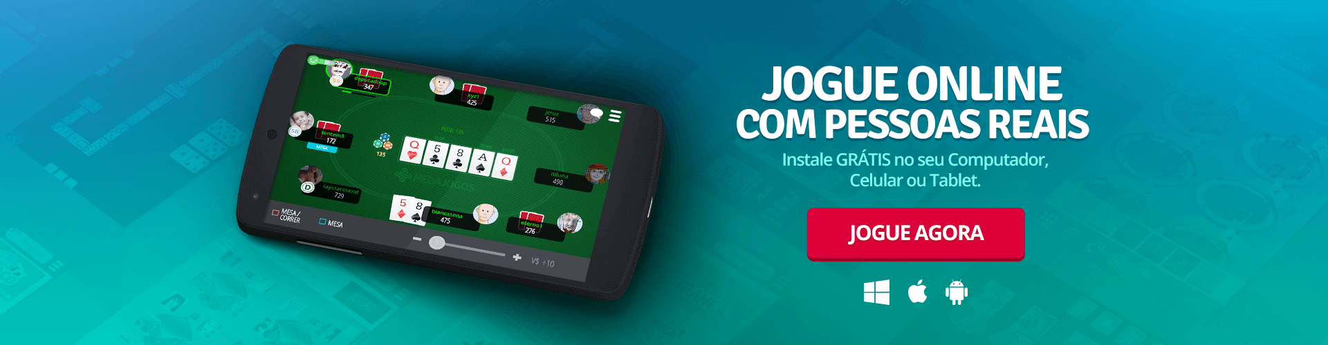 MegaJogos Online - Jogue Buraco, Tranca, Poker, Truco, Dominó
